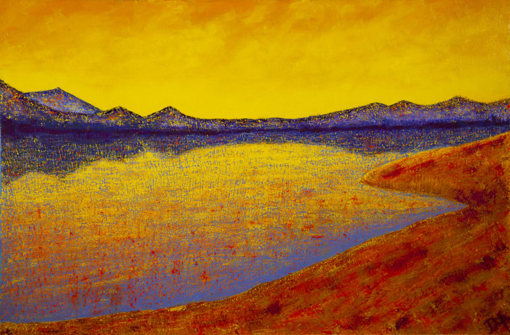 Nouvelle Peinture à l’huile: Coucher de soleil sur le Lac Leman, vue du ...