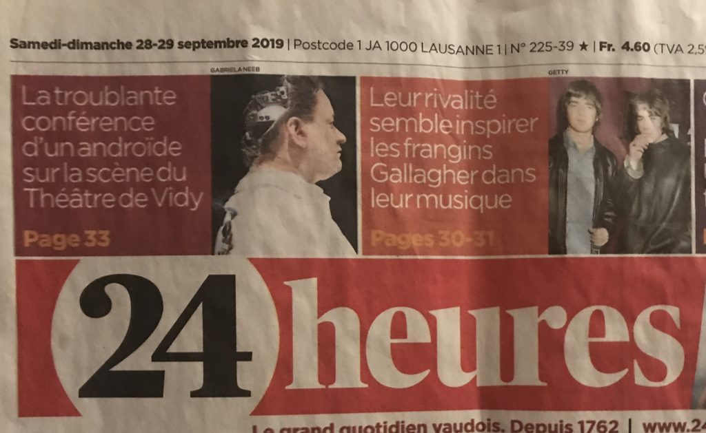 Article dans le 24 Heures (28-29 Septembre 2019) - Daniela Markovic